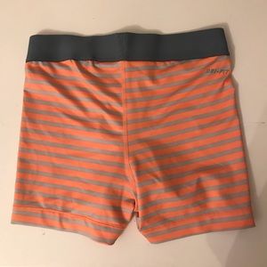 Nike | Shorts | Nike Pro Cheer Shorts Orange Gray Striped | Poshmark